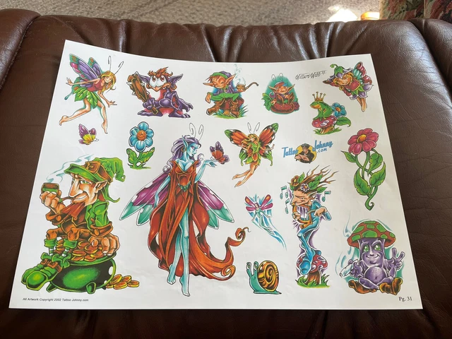 (LOT 22) VINTAGE Tattoo flash art paper sheet William Webb II 2002 $25. ...