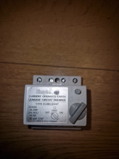 SIMPLEX ELBEL 63/4P. RCD. BS4293. 30mA. 63A. 415V. £21.52 - PicClick UK