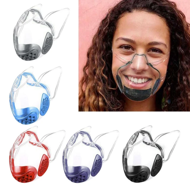 TRANSPARENT FACE SHIELD Combine Plastic Protector Clear Mouth Mask Anti ...