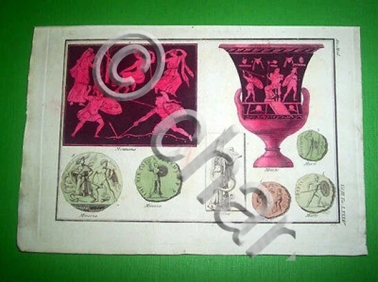PRINT ENGRAVING HISTORY and Mythology - Mennone Minerva Mars - 1700 ca ...