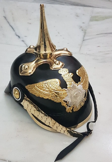 KAISERREICH DEUTSCH PREUSSISCH Leder Pickelhaube Stachel Deutscher Helm ...