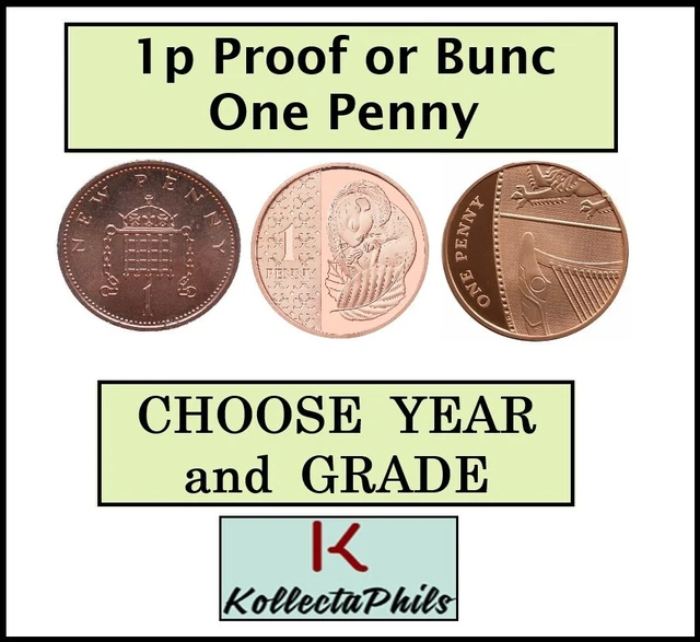 1P ONE PENCE New Penny 1971 - 2025 PROOF & BUNC Coin Portcullis Shield ...