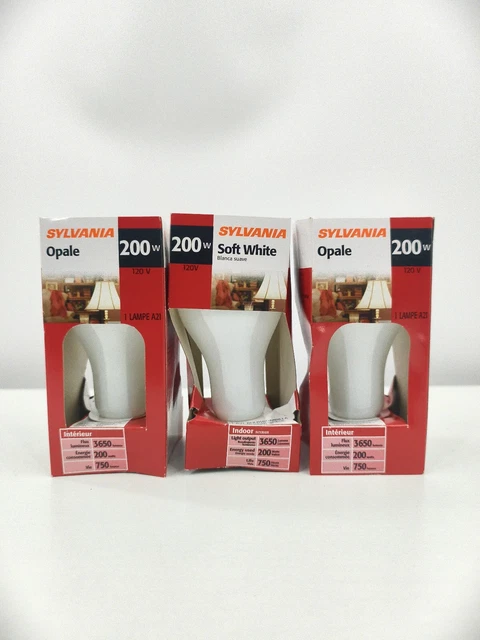 SYLVANIA SOFT WHITE 200W A21 Lamp Bulbs Indoor 120V Lot of 3 $29.22 ...