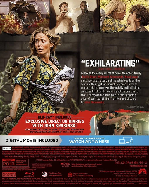 QUIET PLACE PART II (BLU-RAY/DVD/DIGITAL) (Blu-ray) Emily Blunt Cillian ...