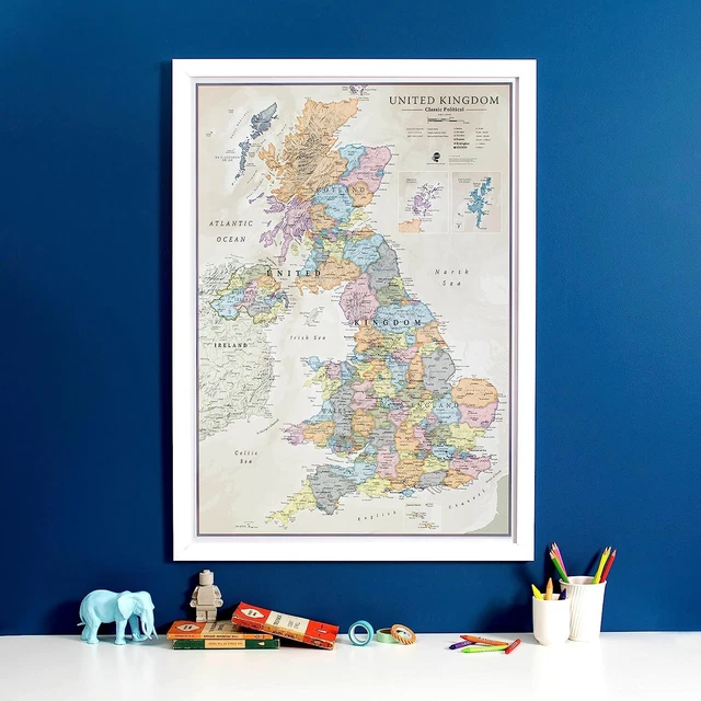 Uk Map Classic Wall Map Of The United Kingdom Poster Front 0347