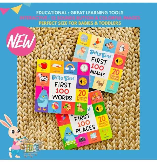 NEW DITTY BIRD First 100 Word/Places/Animals 3 Musical Books Bundle $65 ...