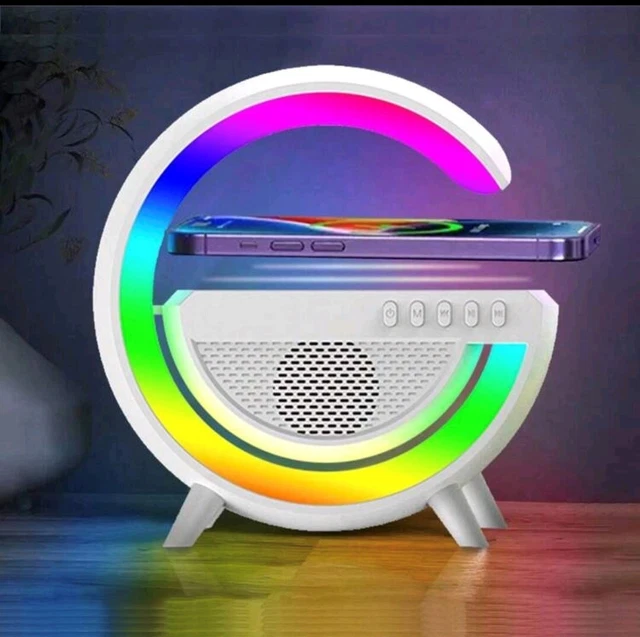 SMART LED G Lamp Bluetooth Speaker RGB Alarm Clock Night Light Wireless ...