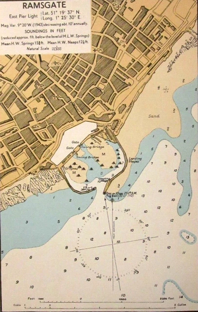 1943 WW2 D DAY Admiralty Chart Map RAMSGATE ref:77 £12.00 - PicClick UK