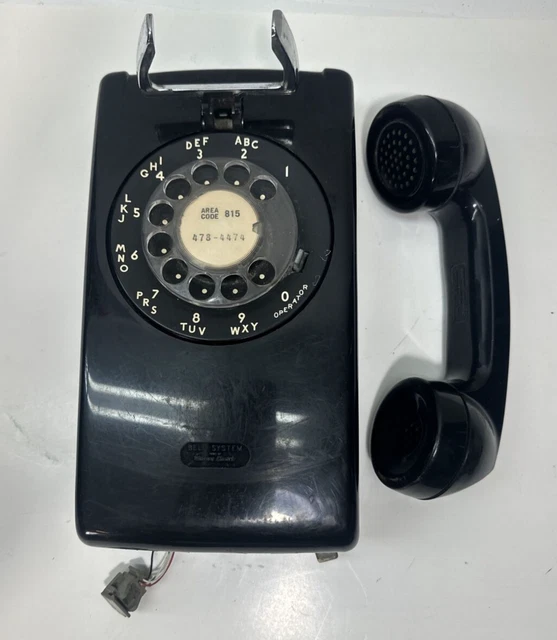 VINTAGE BLACK BELL System Western Electric Rotary Wall Mount Phone ...