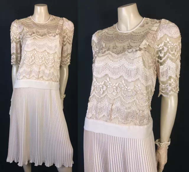 LACE VINTAGE 1920'S Insp. 1980's 80s SHEER Drop Waist FLAPPER Top ...