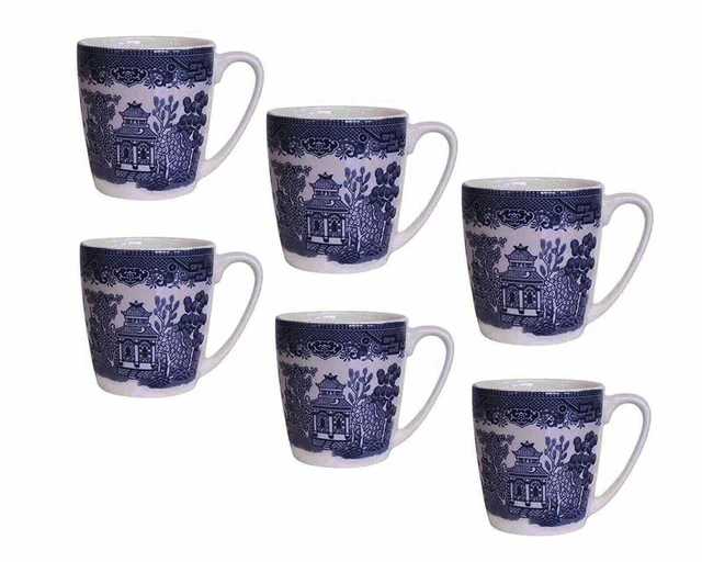 SET OF SIX Churchill China Blue Willow Acorn Coffee Tea 220 Ml Mug ...