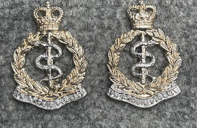 BRITISH ARMY SURPLUS Issue Royal Army Medical Corps Collar Badges RAMC ...