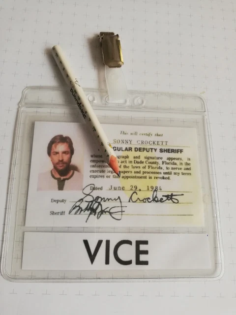 MIAMI VICE ID Card Sonny Crockett Don Johnson 1 EUR 9,50 - PicClick DE