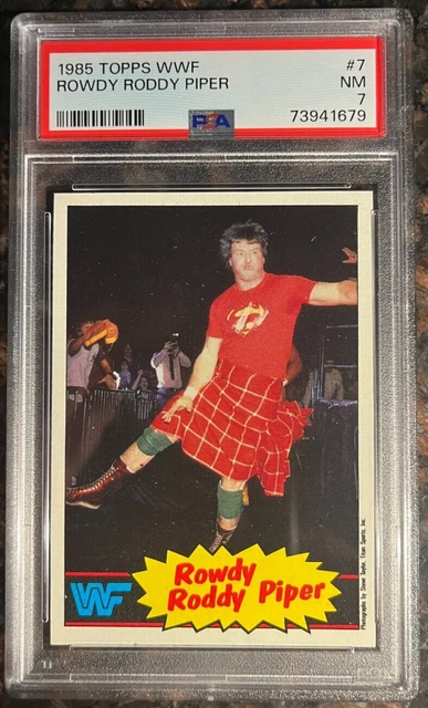 1985 TOPPS WWF #7 Rowdy Roddy Piper RC recrue PSA 7 Neuf Série 1 Carte ...