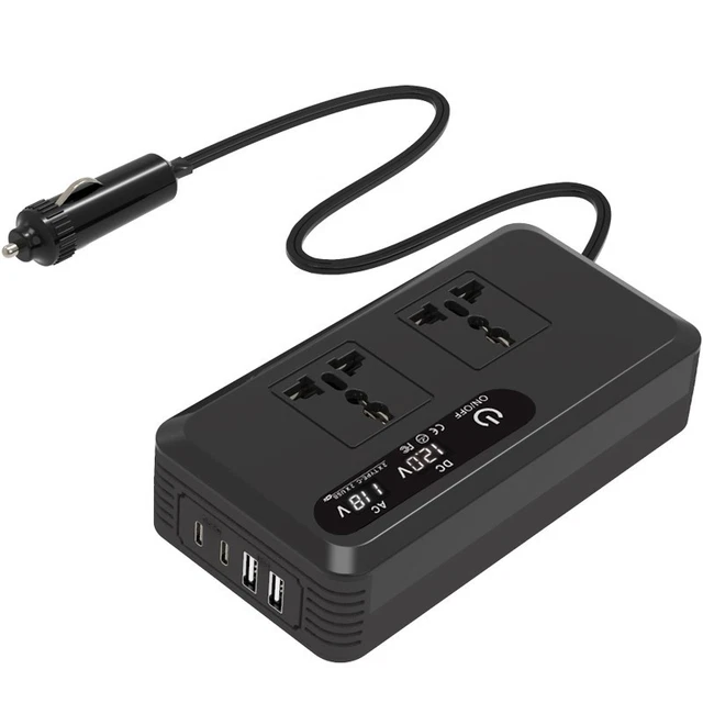 400W CAR POWER Inverter with LCD Display Dual AC Outlets and Fast USB ...