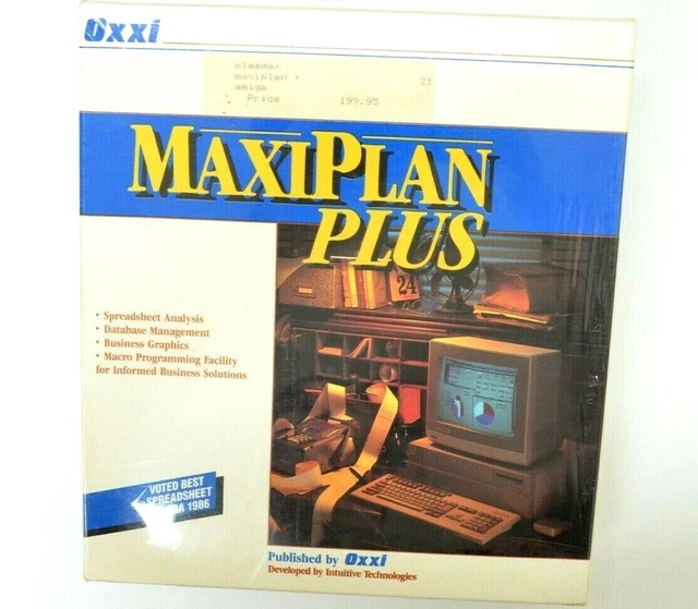 AMIGA MAXIPLAN PLUS Software Spreadsheet Database Sealed Tear 1986 ...