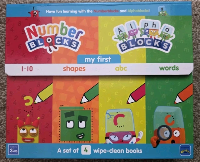 NUMBERBLOCKS AND ALPHABLOCKS Books set of 4 wipe clean books Ages 0-5 £ ...