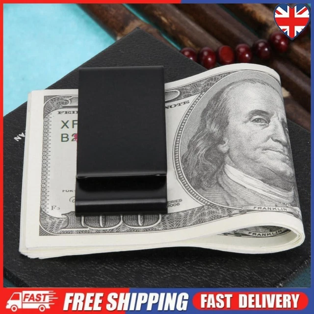 STAINLESS STEEL ID Cards Holder Practical Black Metal Wallet Clamp for ...