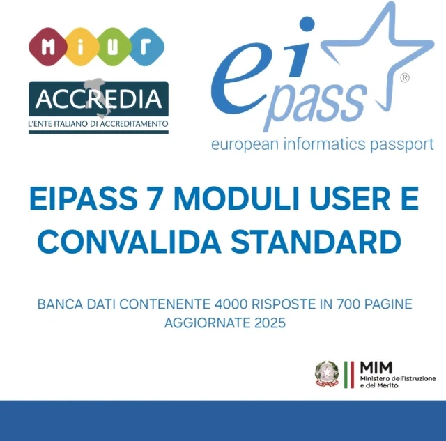 EIPASS 7 MODULI User + Standard 2025 - 4000 Domande In 700 Pagine Corrette EUR 6,99 - PicClick IT