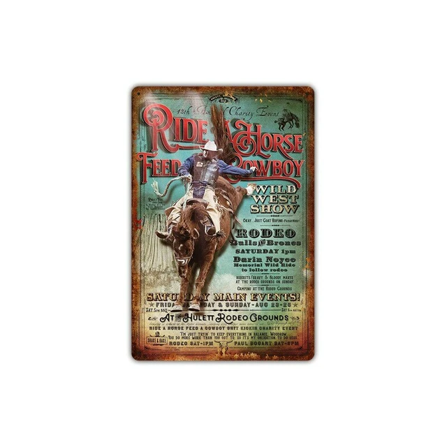 PLAQUE EN METAL Vintage Usa Rodeo 30 X 20 Cm EUR 20,99 - PicClick FR