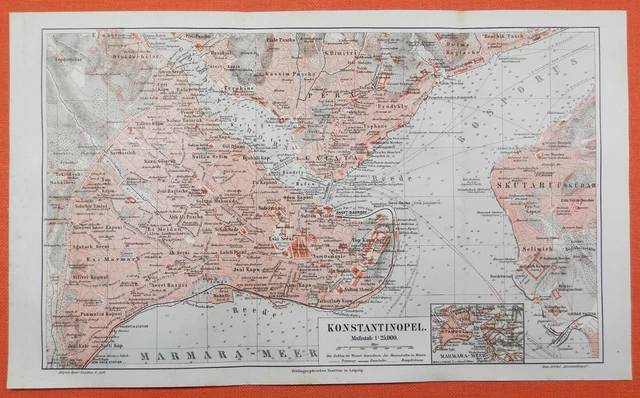 CONSTANTINOPLE ISTANBUL BOSPHORE Galata plan historique carte 1905 EUR ...