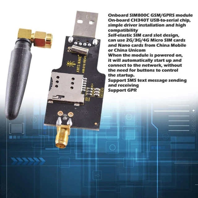 USB TO GSM module with Bluetooth function sim800c Module 4-bands GSM ...