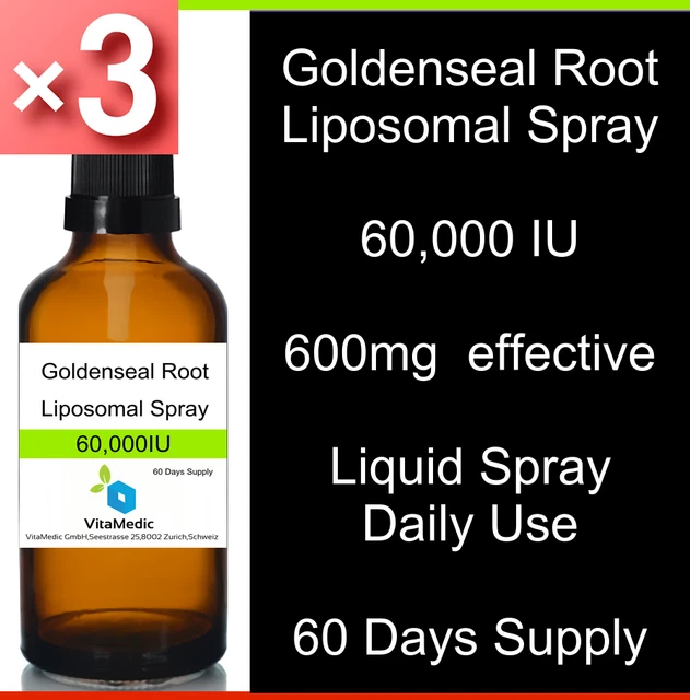 GOLDENSEAL ROOT LIPOSOMAL Spray 600mg Anti Inflammatory Digestion x 3 ...