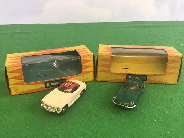 TRIANG MINIC MOTORWAYS Working Cars Boxed Jaguar E Type Mercedes 300SL ...