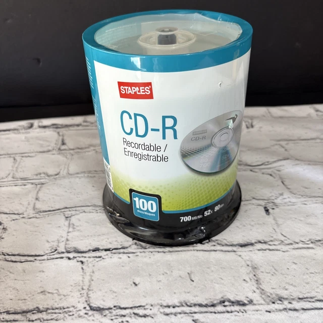 NEW AND SEALED Staples CD-R Recordable CD - 100 Count - 700 MB 52X 80 ...