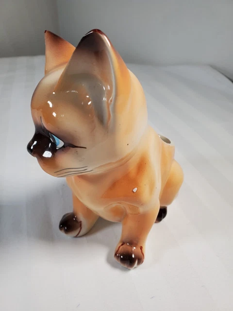 RARE VINTAGE SIAMESE Cat Kitten Ceramic Planter by D-Ann Japan Hand ...
