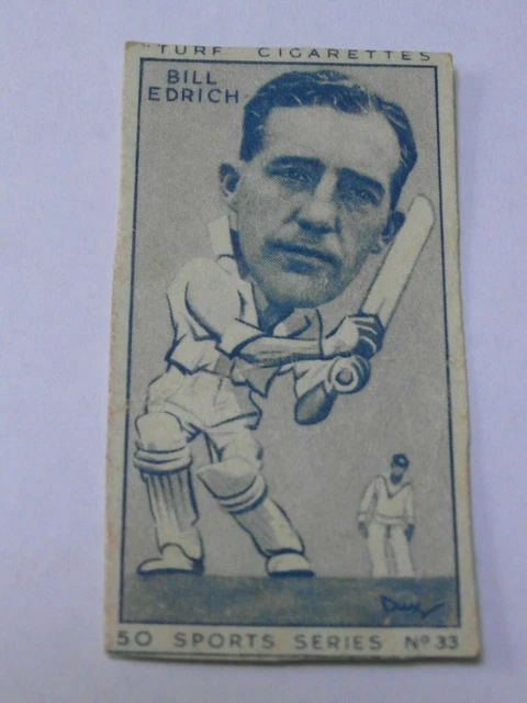 SPORT SERIES TURF Cigarette Card - Bill Edrich of Middlesex & England £ ...