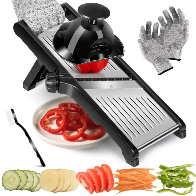 MANDOLINE FOOD SLICER 3 in 1 Stainless Steel Mandoline Vegetable Slicer ...