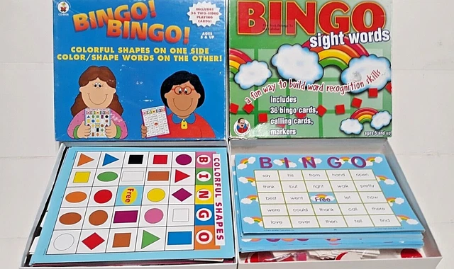 LOT OF 2 BINGO Games*Easy Sight Words*Colors and Shapes EUR 7,37 ...