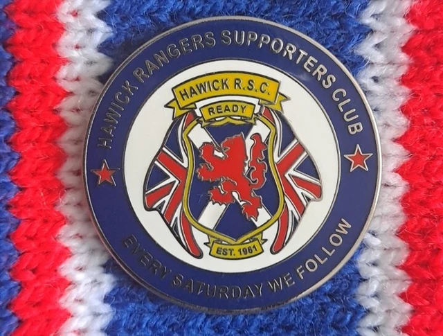 GLASGOW RANGERS &HAWICK Rangers Supporters Club" Badge Mint Condition L ...