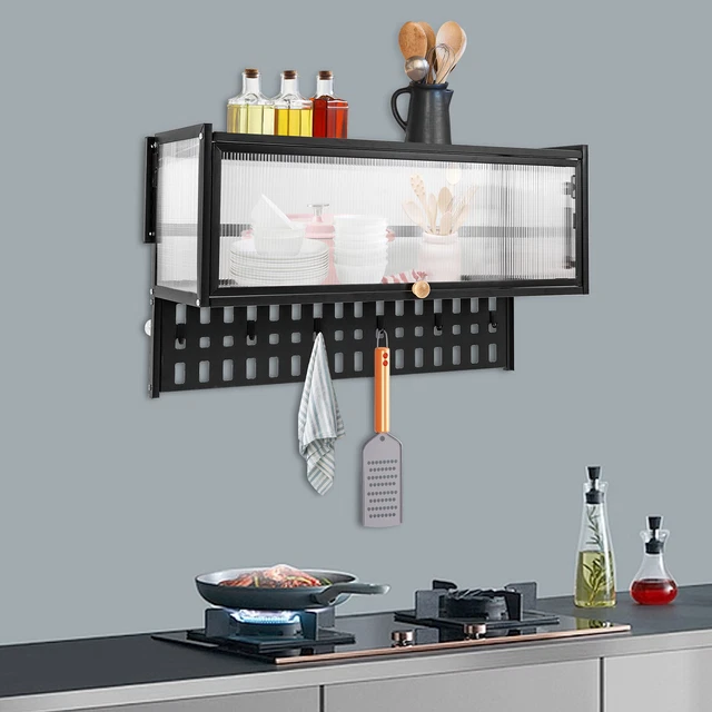 WALL-MOUNTED CABINET KITCHEN Flip-Up Door Cabinet Shelf Storage ...
