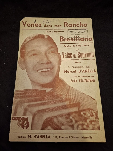 PARTITURA VIENI NEL Mio Rancho Brasiliano Valzer Del Ricordo Anella ...