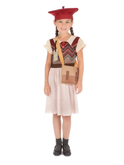 CHILD GIRLS 1940'S World War School Uniform Book Week Fancy Dress ...