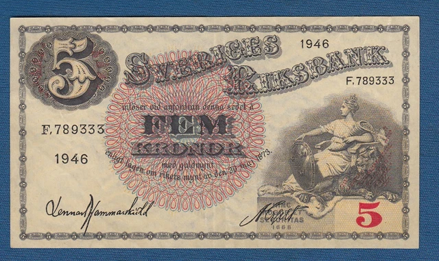SWEDEN BANKNOTES 5 Kronor 1946. Rarre banknotes ! $15.99 - PicClick CA