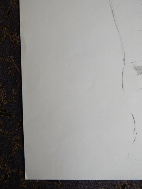 ORIGINAL PENCIL LIFE drawing of a male nude model in a standing pose ...