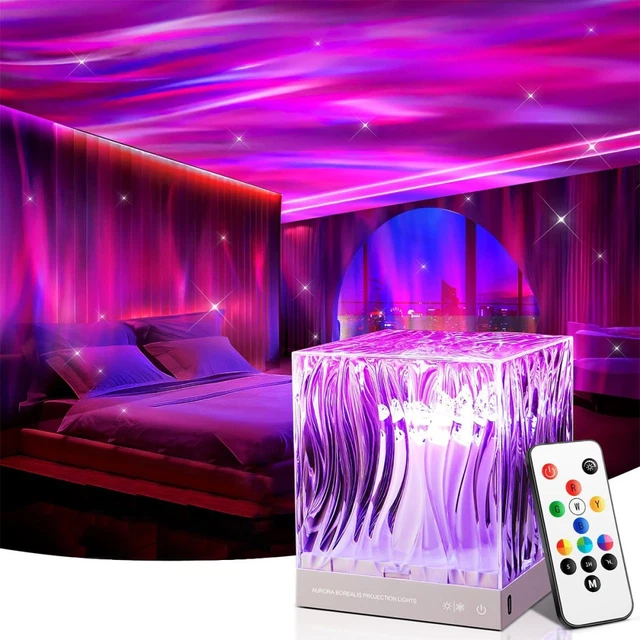 CUBE NORTHERN LIGHTS Water Wave Night Light w/Remote LED Atmosphere Lamp UK £16.98 - PicClick UK