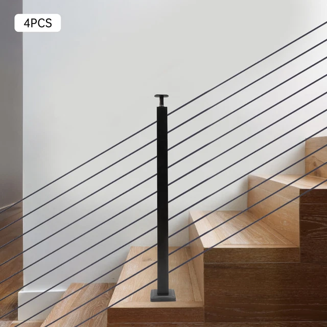 CABLE RAILING POST Stainless Steel Deck Railing Kit DIY Stair Handrail ...