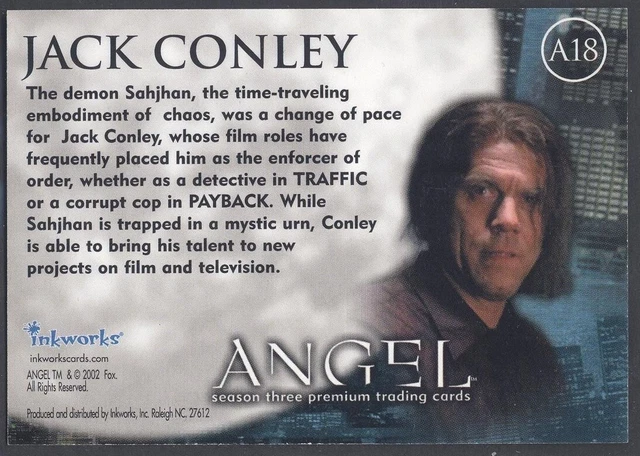 INKWORKS ANGEL TV Show Jack Conley as Sahjhan Auto Card Autograph A18 £ ...