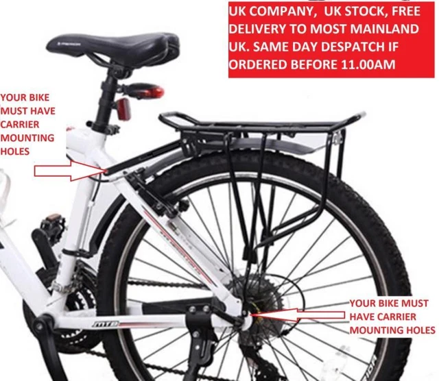 RDK BIKE/CYCLING REAR Disc Brake Pannier Bag Rack - Black £12.95 ...