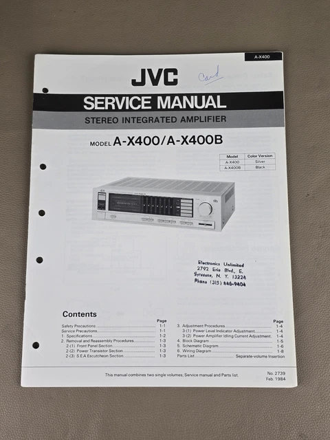 JVC STEREO INTEGRATED Amplifier Model A-X400/A-X400B Service Manual D ...
