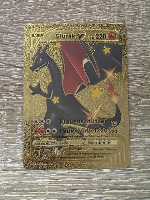 POKEMON KARTE CHARIZARD Glurak Vmax gold metal form promo glitzer GX V ...
