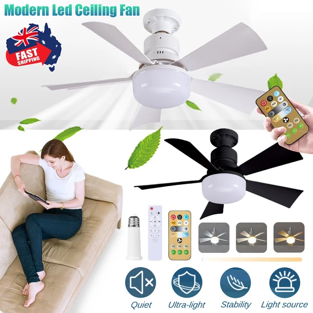 CEILING FAN E27 Socket Fan 40W with Dimmable LED Light Remote ...