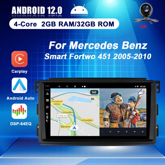 AUTORADIO ANDROID 12.0 Per Mercedes Benz Smart Fortwo 2005-2010 BT-5.0 ...