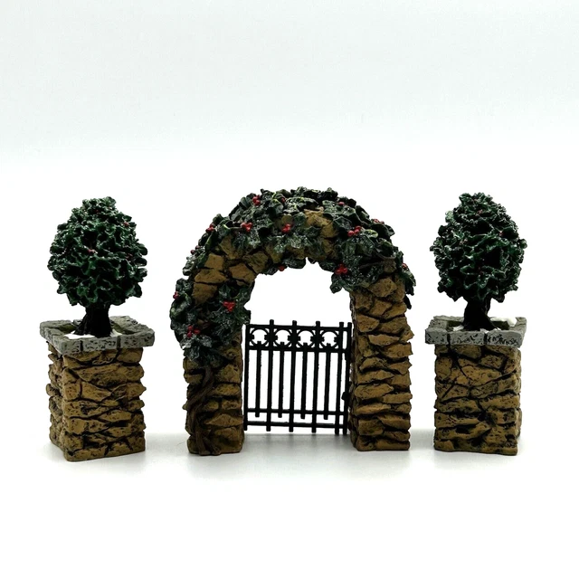 DEPARTMENT 56 CHRISTMAS Stone Corner Posts and Archway with Holly ...