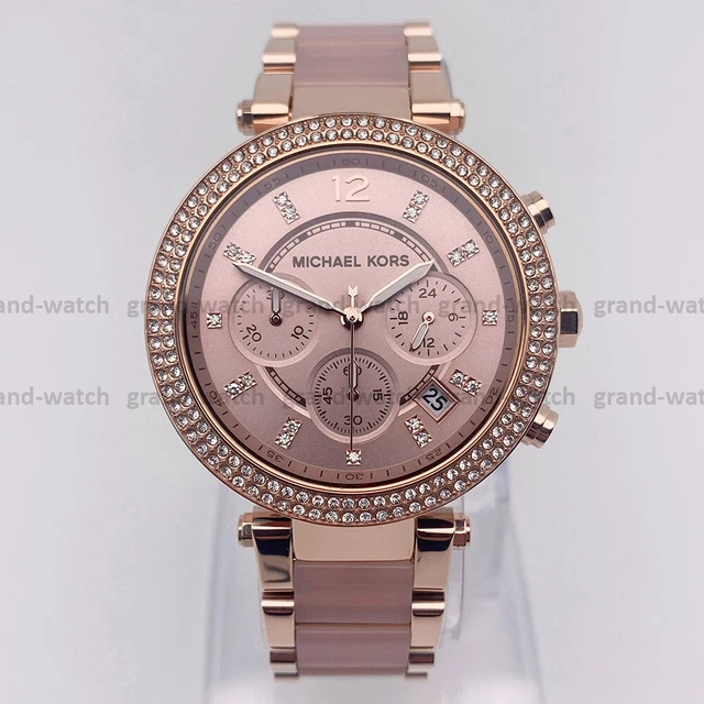 MICHAEL KORS MK5896 Parker Blush Dial Rose Gold-tone Blush Acetate ...