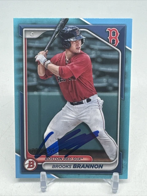 SIGNÉ BROOKS BRANNON 2024 Bowman Prospect #BP-95 Boston Red Sox Sky ...